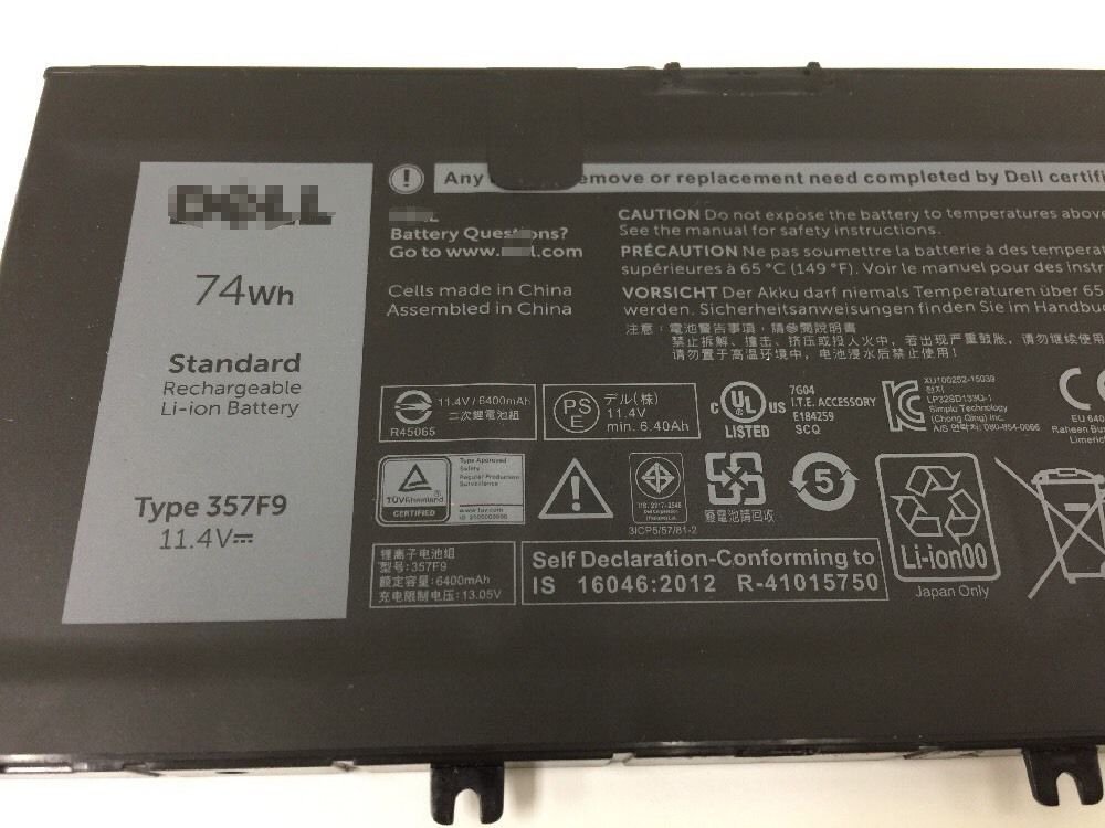 Type 357F9 71JF4 74Wh 11.4V Replacement Battery for Dell Inspiron 15 7559